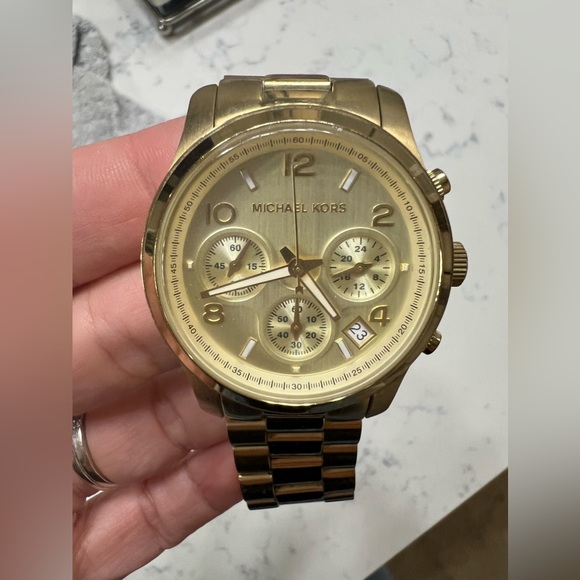 Michael Kors | Accessories | Michael Kors Gold Runway Mk555 Quartz ...